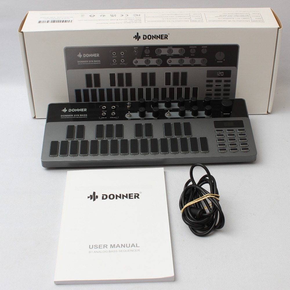 Pre-owned Donner B1 Analog Bass Rhythm Synthesizer Sequencer - Boxed (U ...